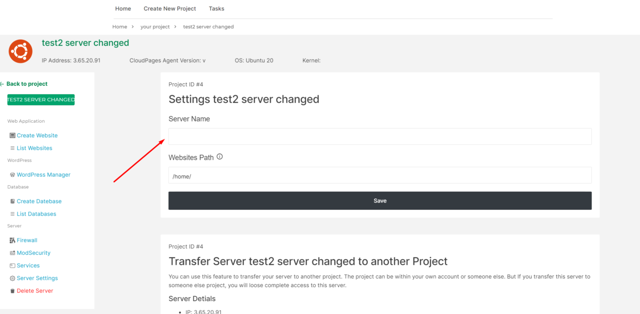 Change Server Name - CloudPages
