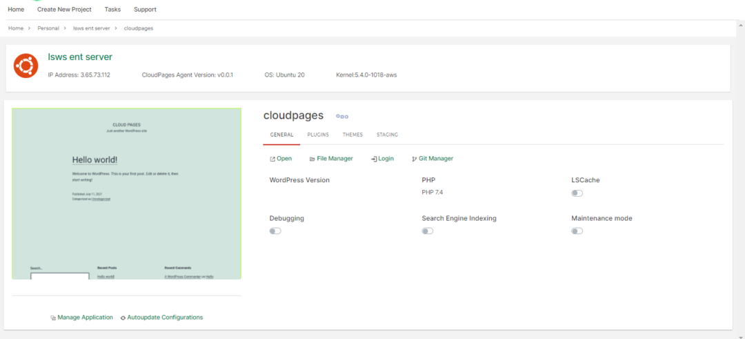 3 - Deploy WordPress on CloudPages - CloudPages