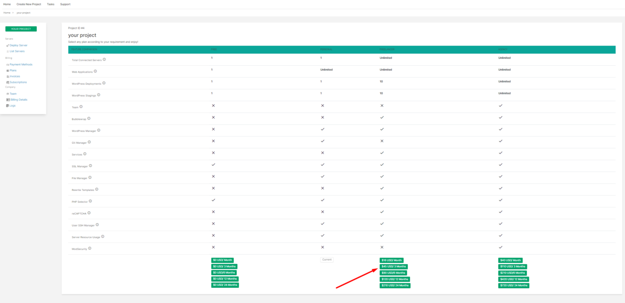 Change Plan - CloudPages