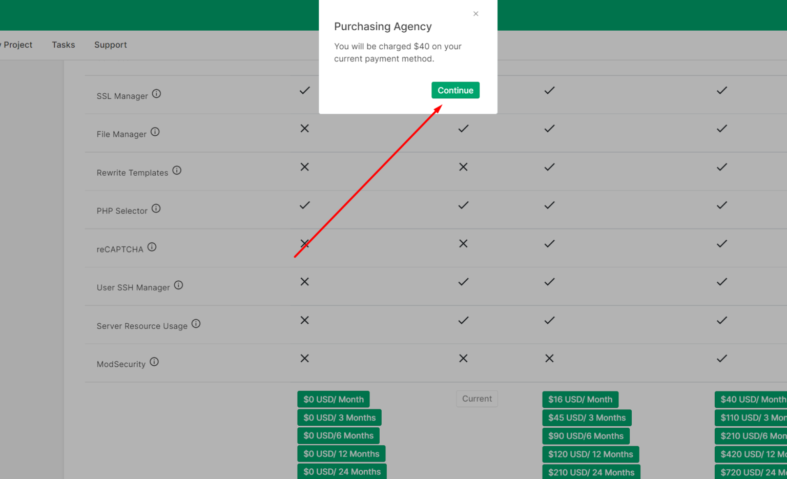 Change Plan - CloudPages
