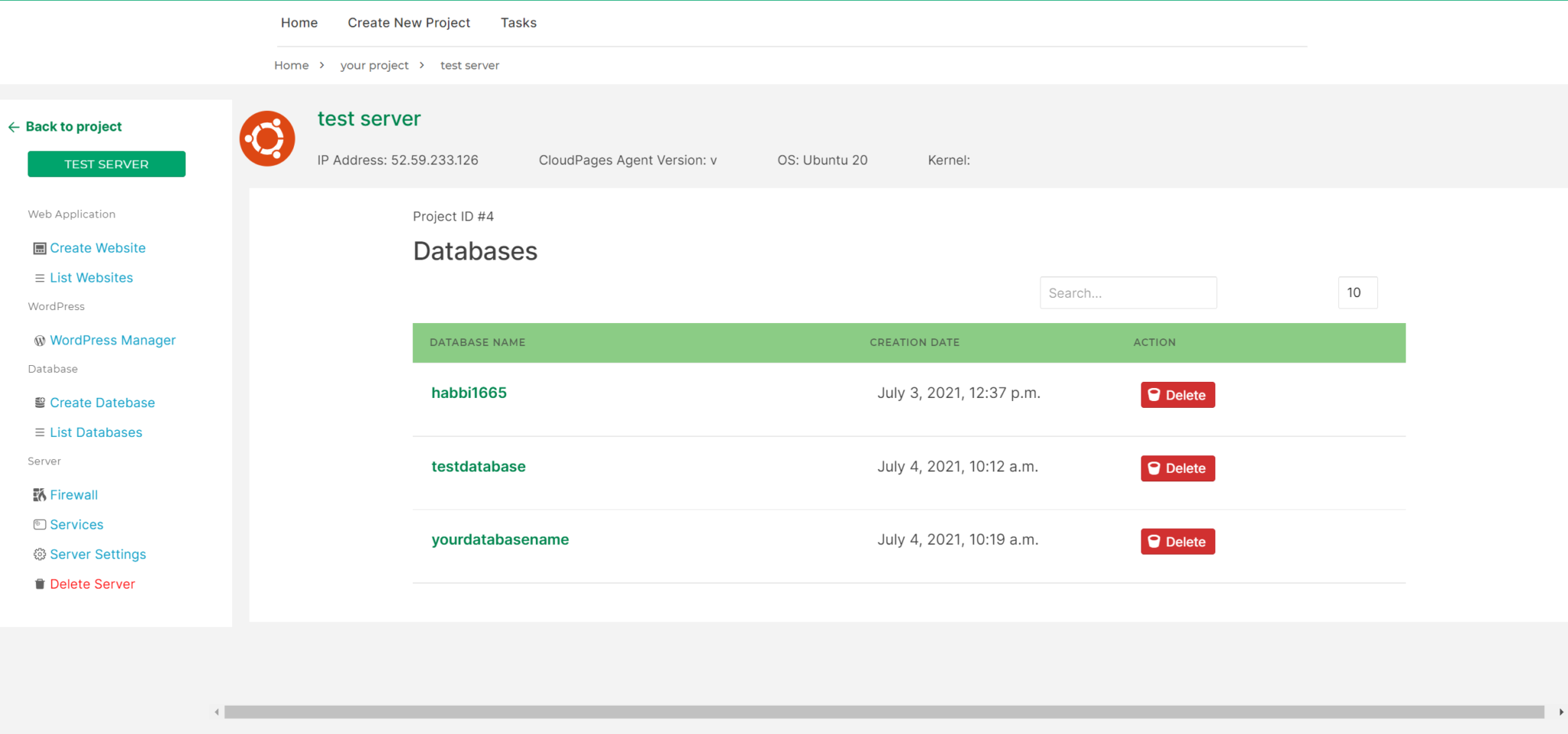 2 - Delete Database - CloudPages