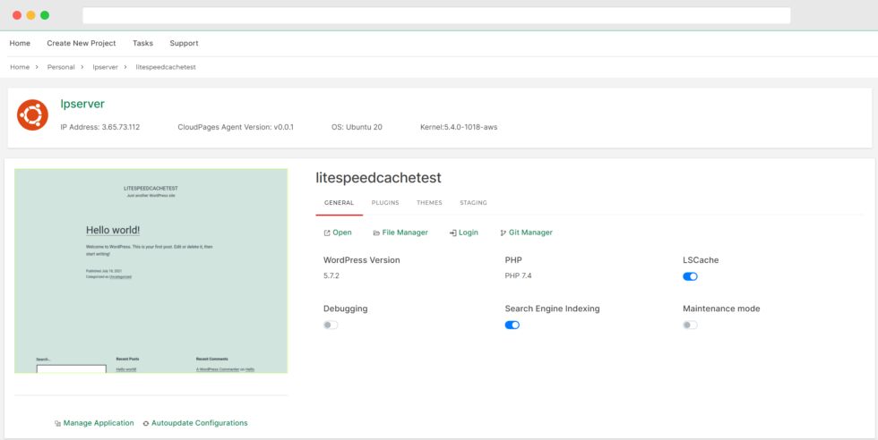 Cloud Server Control Panel To Manage Wordpress Websites